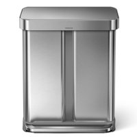 simplehuman 45 Liter / 12 Gallon Slim Hands-Free Kitchen Step Trash Can, Stainless Steel ...